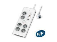 Philips - Multiprise parasurtenseur - 6 prises +Type-C +4xUSB-A - 2m ...